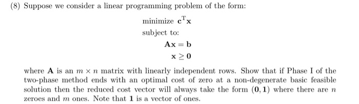 (8) Suppose we consider a linear programming problem | Chegg.com
