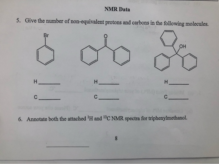 Solved NMR Data 5. Give the number of non-equivalent protons | Chegg.com