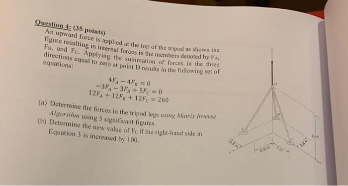 Solved Question 4: (35 points) An upward force is applied at | Chegg.com