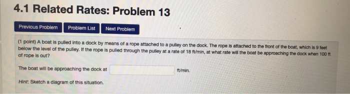 Solved 4.1 Related Rates: Problem 13 Previous Problem | Chegg.com
