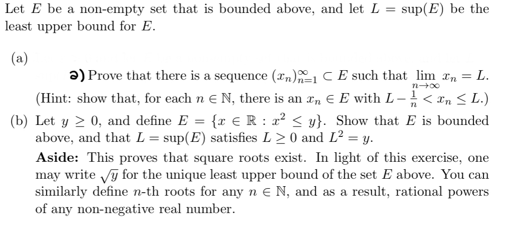 Solved Let E ﻿be a non-empty set that is bounded above, and | Chegg.com