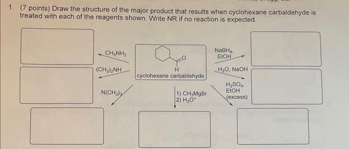 Solved 1. (7 points) Draw the structure of the major product | Chegg.com