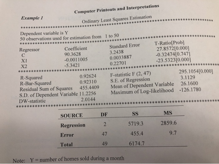 Solved Computer Printouts and Interpretations Example 1 | Chegg.com
