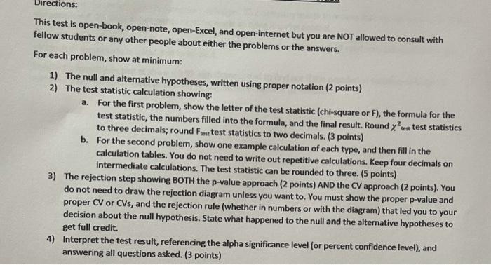 Directions: This test is open-book, open-note, | Chegg.com