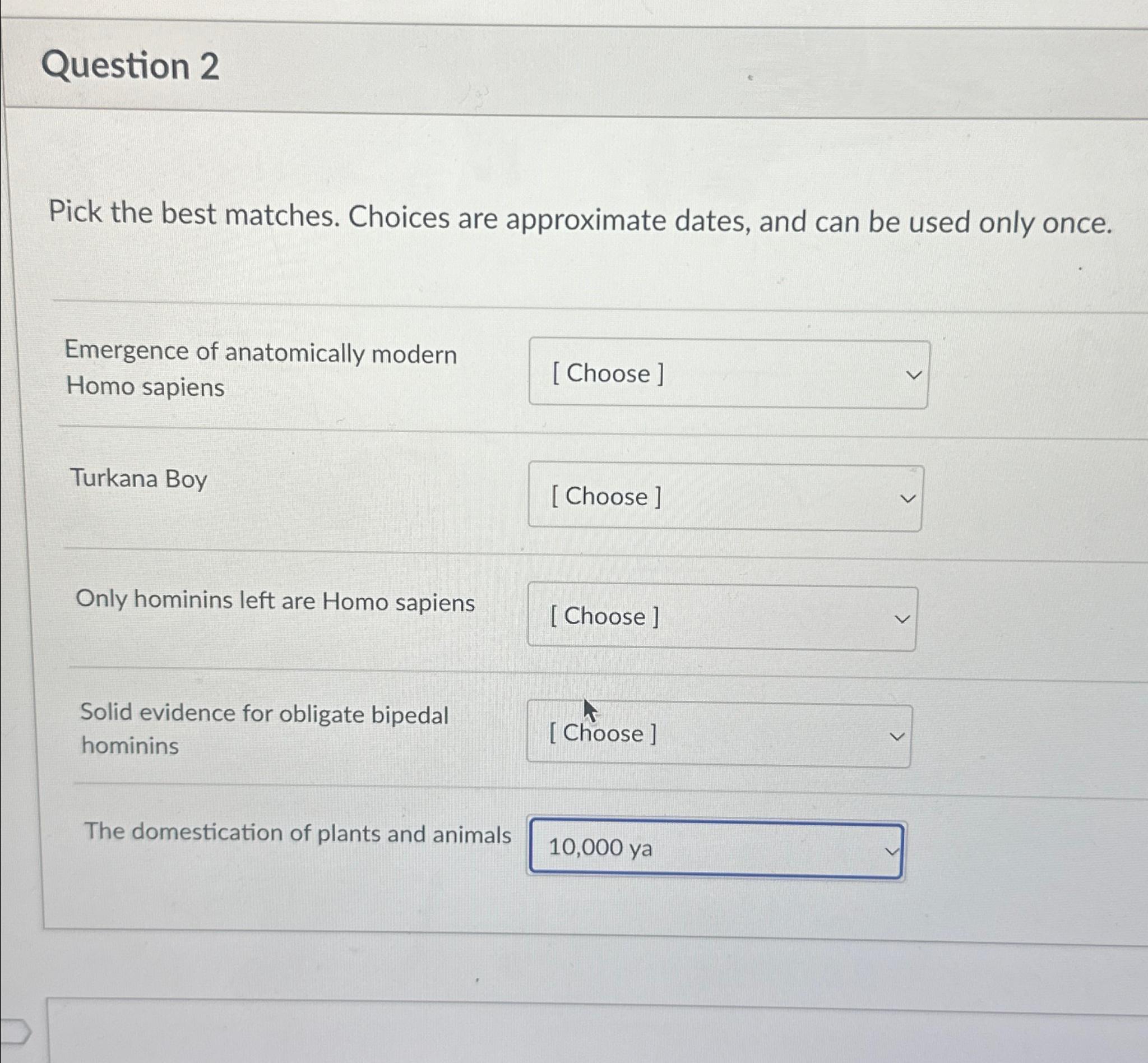 Solved Question 2Pick the best matches. Choices are | Chegg.com