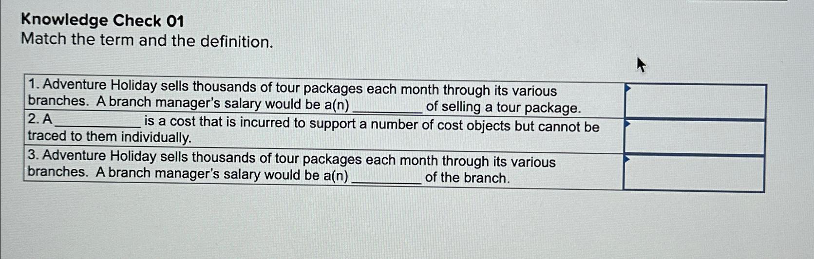 Solved Knowledge Check 01Match the term and the | Chegg.com