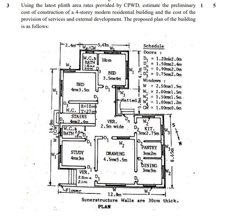 Solved 3 3 5 Using the latest plinth area rates provided by | Chegg.com