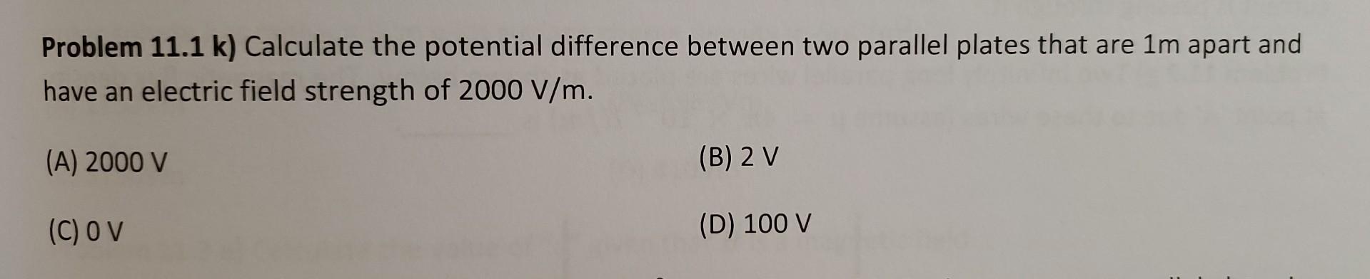 Solved Problem 11.1k ) Calculate the potential difference | Chegg.com