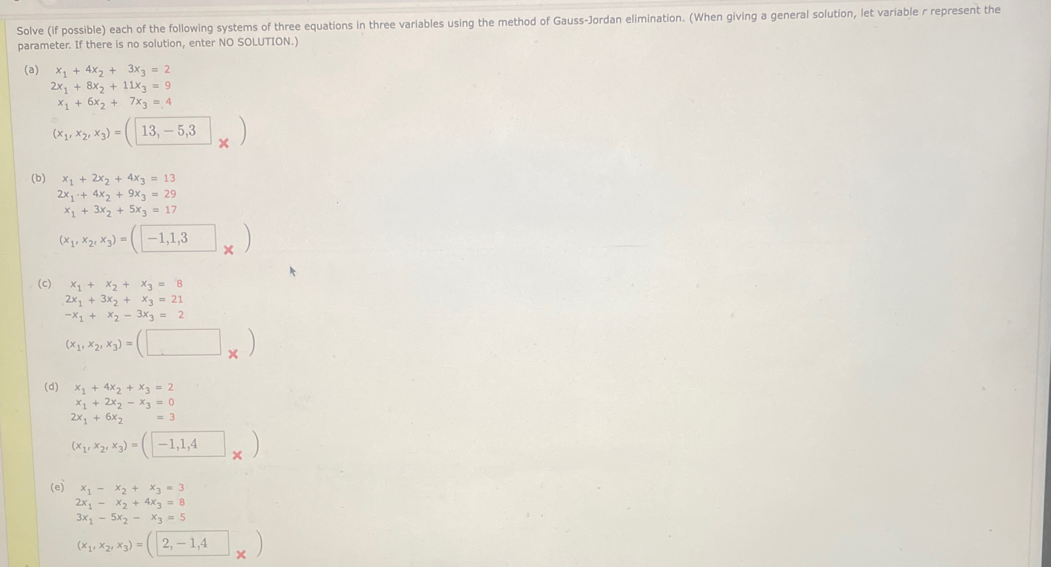 Solved Solve (if possible) ﻿each of the following systems of | Chegg.com