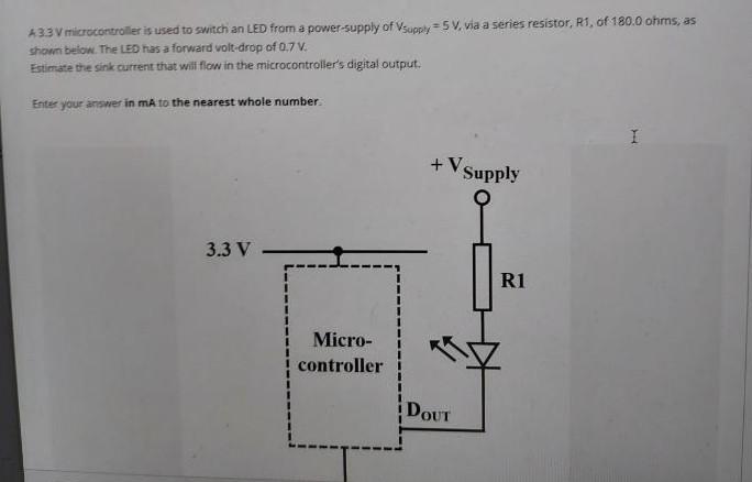 Solved 43.3V microcontroller is used to switch an LED from a | Chegg.com