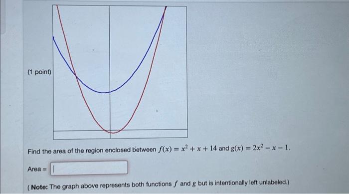 Solved (1 point) Find the area of the region enclosed | Chegg.com