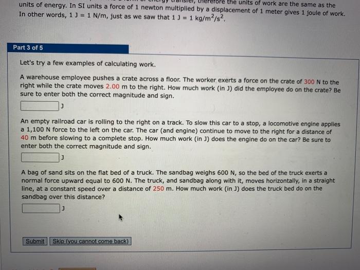 Solved the units of work are the same as the units of | Chegg.com