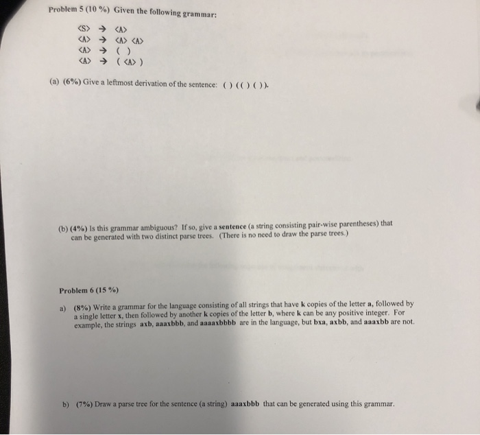 Solved given the following grammar, give a leftmost | Chegg.com
