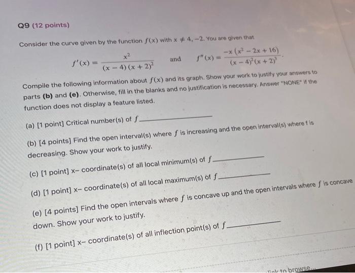 Solved Consider the curve given by the function f(x) with | Chegg.com