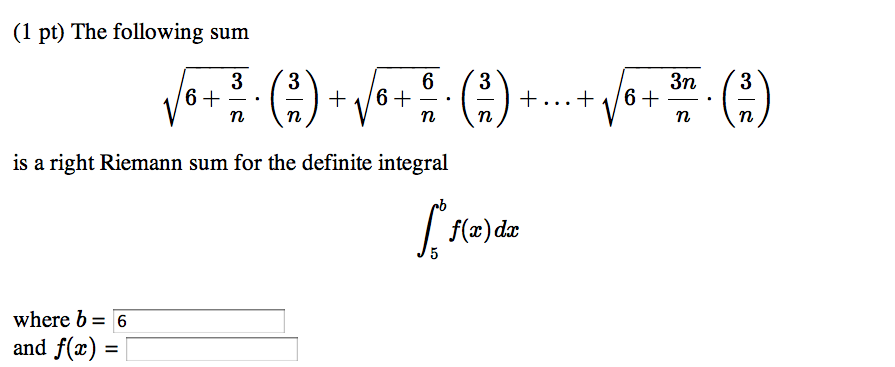 Solved The following sum is a right Riemann sum for the | Chegg.com