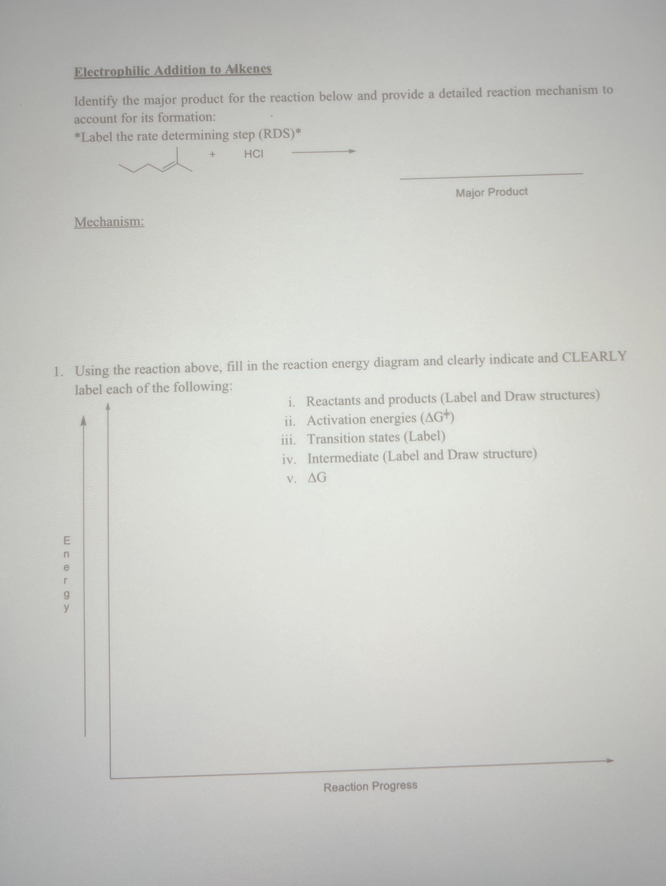 Solved Electrophilic Addition to AlkenesIdentify the major | Chegg.com
