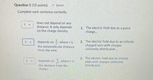 Solved Question 1 (10 points) Saved Complete each sentence | Chegg.com