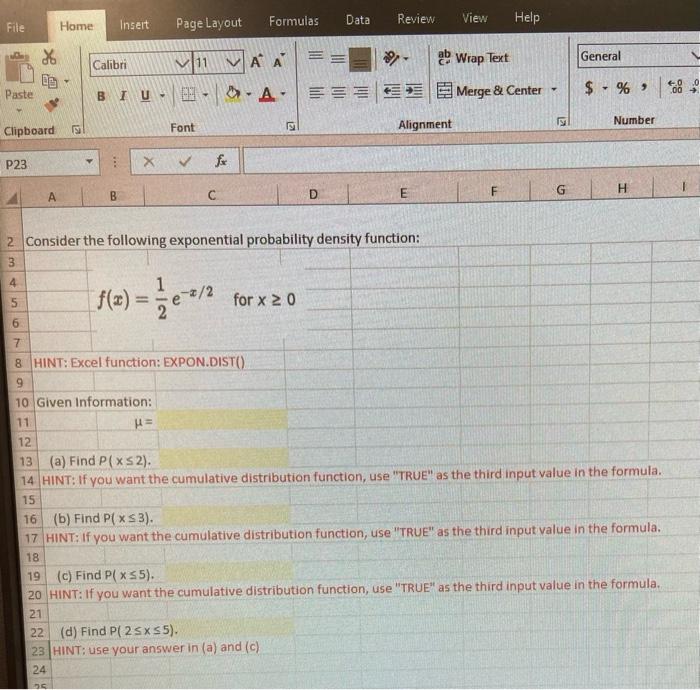 Solved Consider the following exponential probability | Chegg.com
