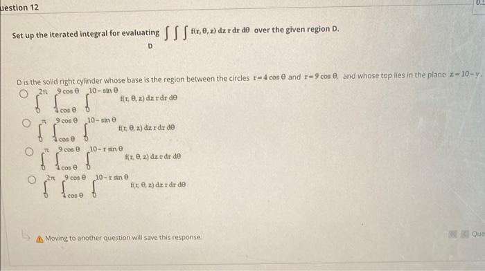 Solved Set up the iterated integral for evaluating | Chegg.com