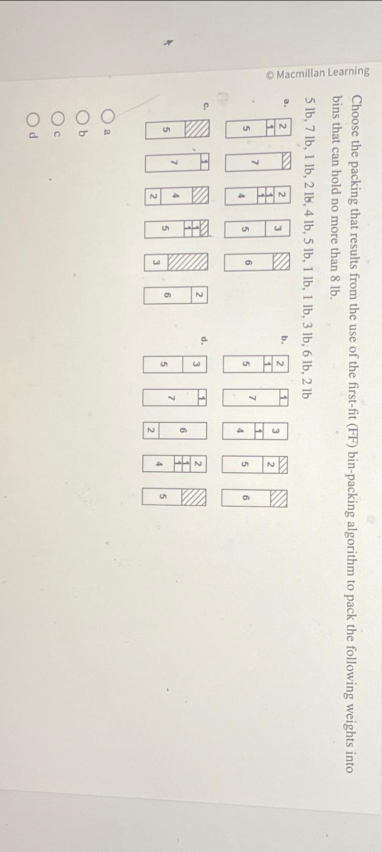 Solved Choose the packing that results from the use of the | Chegg.com
