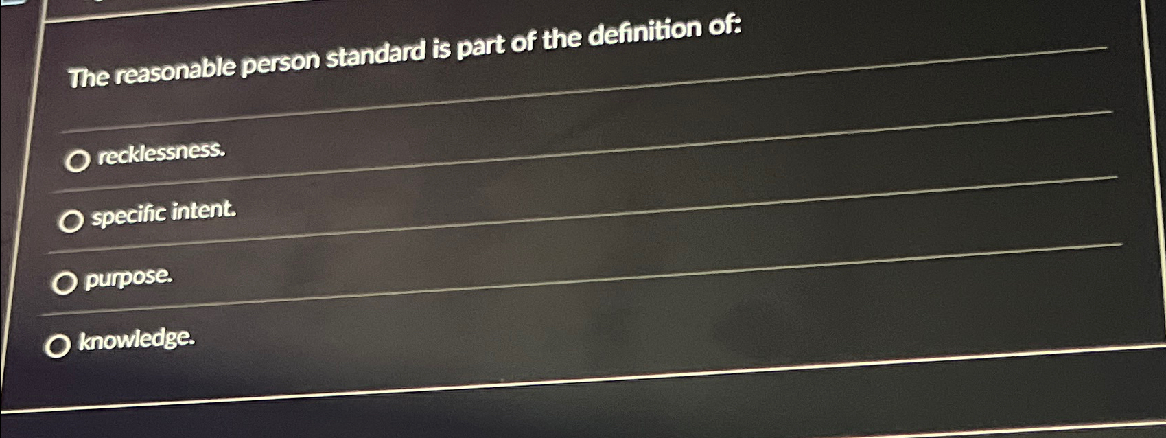 Solved The reasonable person standard is part of the | Chegg.com