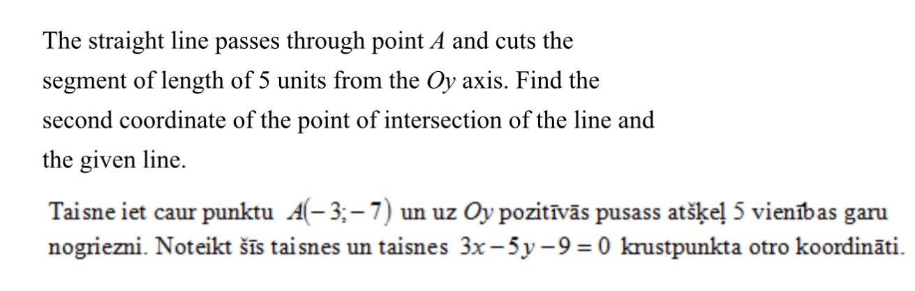 Solved The straight line passes through point A and cuts the | Chegg.com