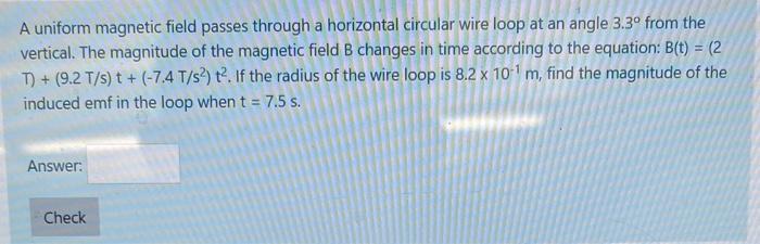 Solved A uniform magnetic field passes through a horizontal | Chegg.com