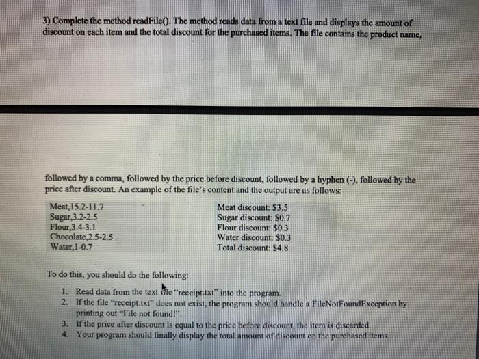 Solved 3 Complete The Method Readfile The Method Reads 