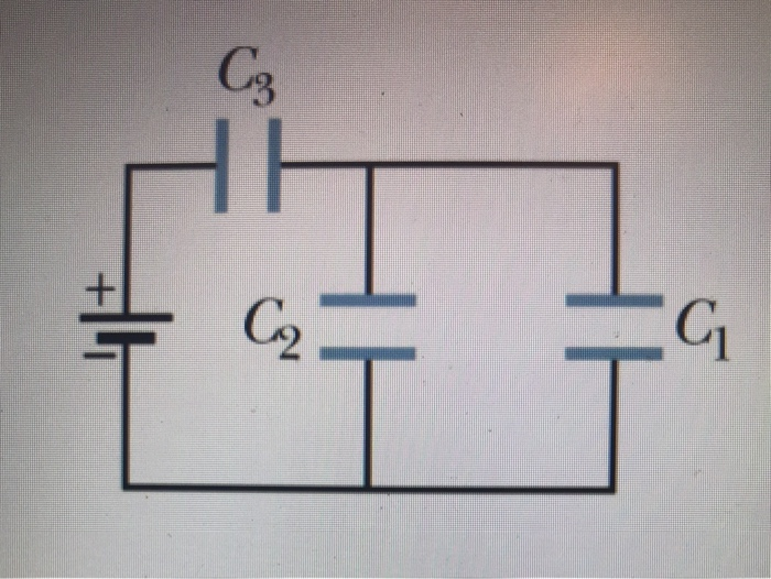 Solved In the circuit C1 = 5 uF, C2 = 3 uF and C3 = 8 uF. | Chegg.com