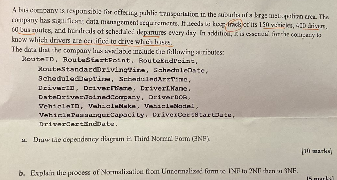 Solved a. ﻿Draw the dependency diagram in Third Normal Form | Chegg.com