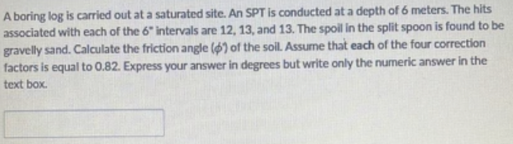 Solved A boring log is carried out at a saturated site. An | Chegg.com
