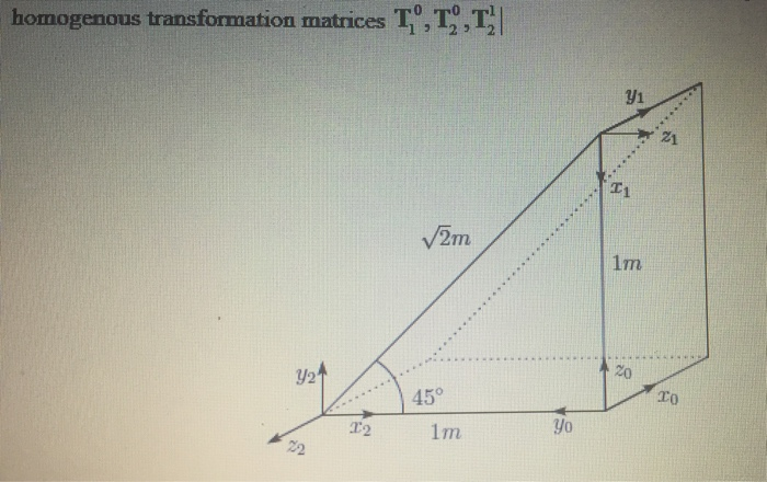 Solved homogenous transformation matrices T,',1 2m lm Y24 | Chegg.com