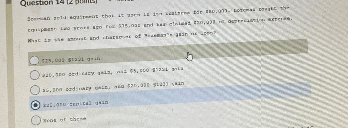 Solved Question 14 (2 poll Bozeman sold equipment that it | Chegg.com