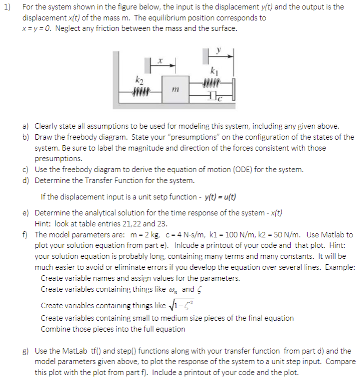 Solved For the system shown in the figure below, the input | Chegg.com