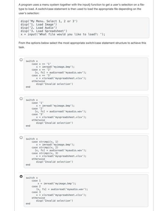 Solved please answer all the 3 Matlab MC. ( you will get | Chegg.com