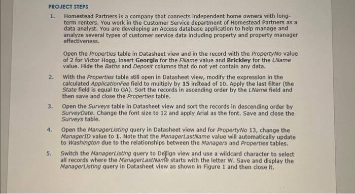 Solved PROJECT STEPS 1. Homestead Partners is a company that | Chegg.com