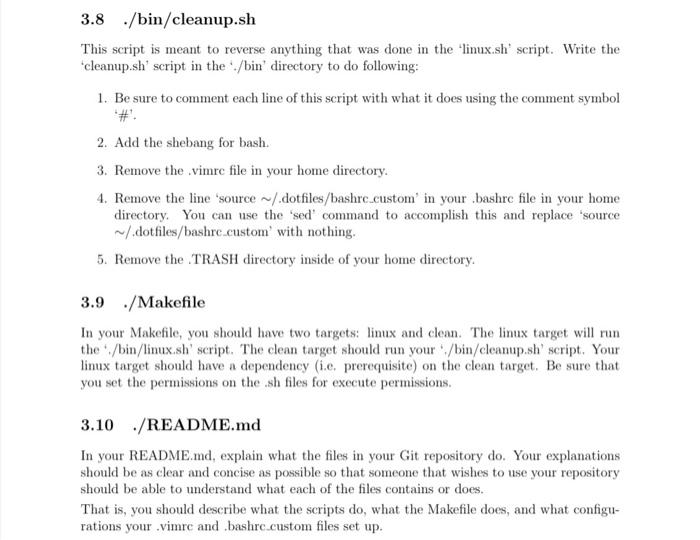 Solved 3.7 ./bin/linux.sh Write the following inside of the | Chegg.com
