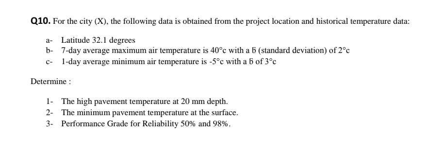 Solved Q10. ﻿For the city (x), ﻿the following data is | Chegg.com
