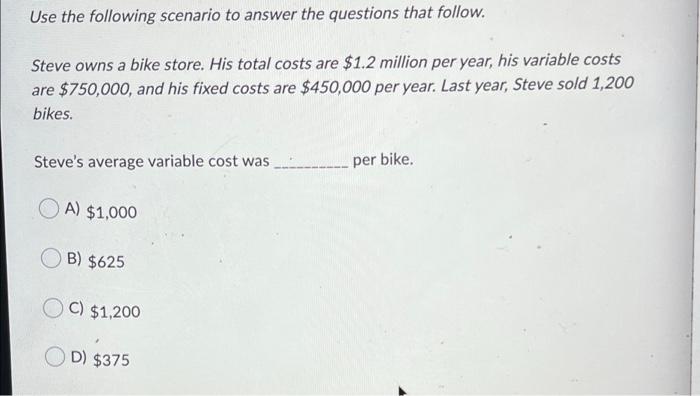 Solved Use the following scenario to answer the questions | Chegg.com