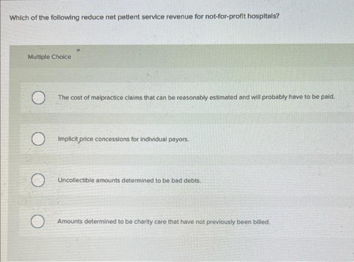 Solved Which of the following reduce net patient service | Chegg.com