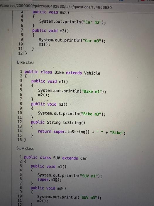 Solved 11 Consider the following classes and what are the | Chegg.com