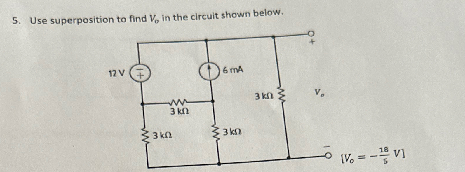 Solved Use superposition to find V0 ﻿in the circuit shown | Chegg.com
