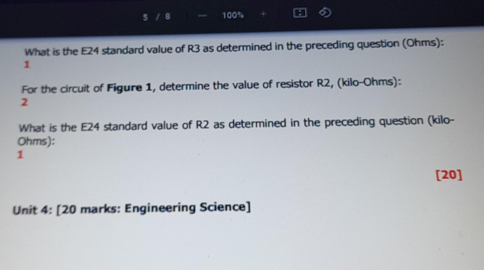 5 1 8 100% What is the E24 standard value of R3 as | Chegg.com
