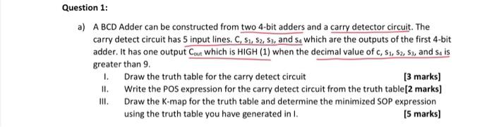 Solved a) A BCD Adder can be constructed from two 4-bit | Chegg.com