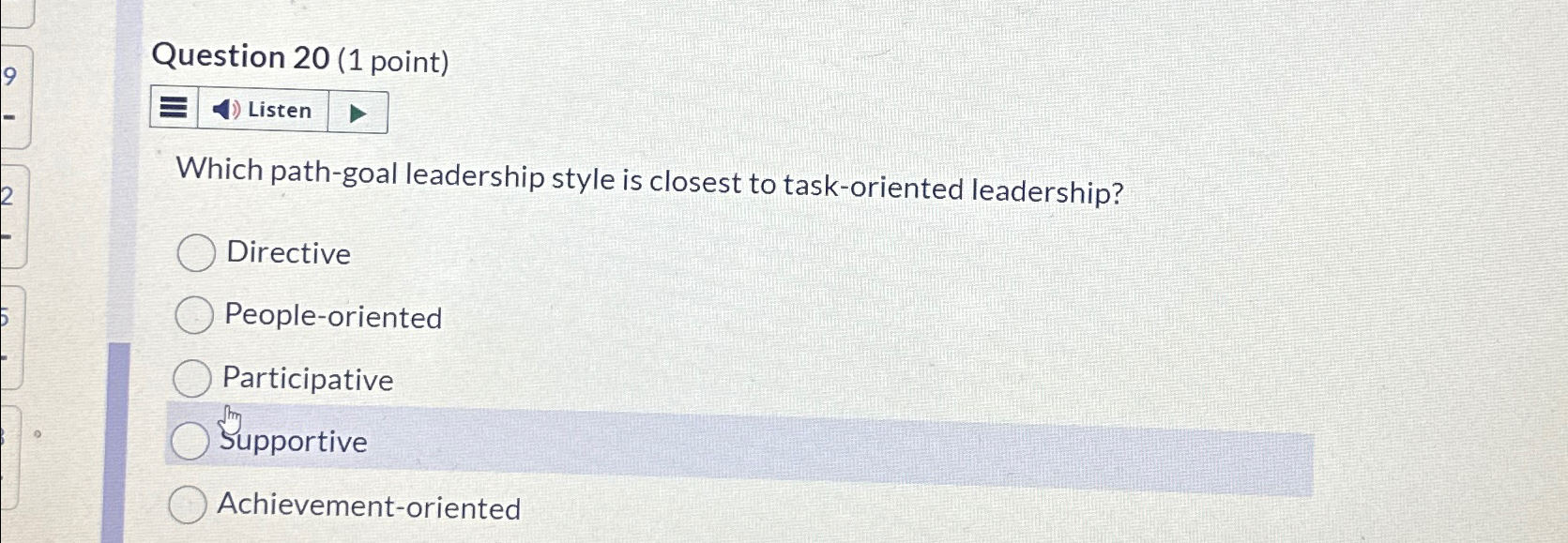 Solved Question 20 (1 ﻿point)ListenWhich path-goal | Chegg.com