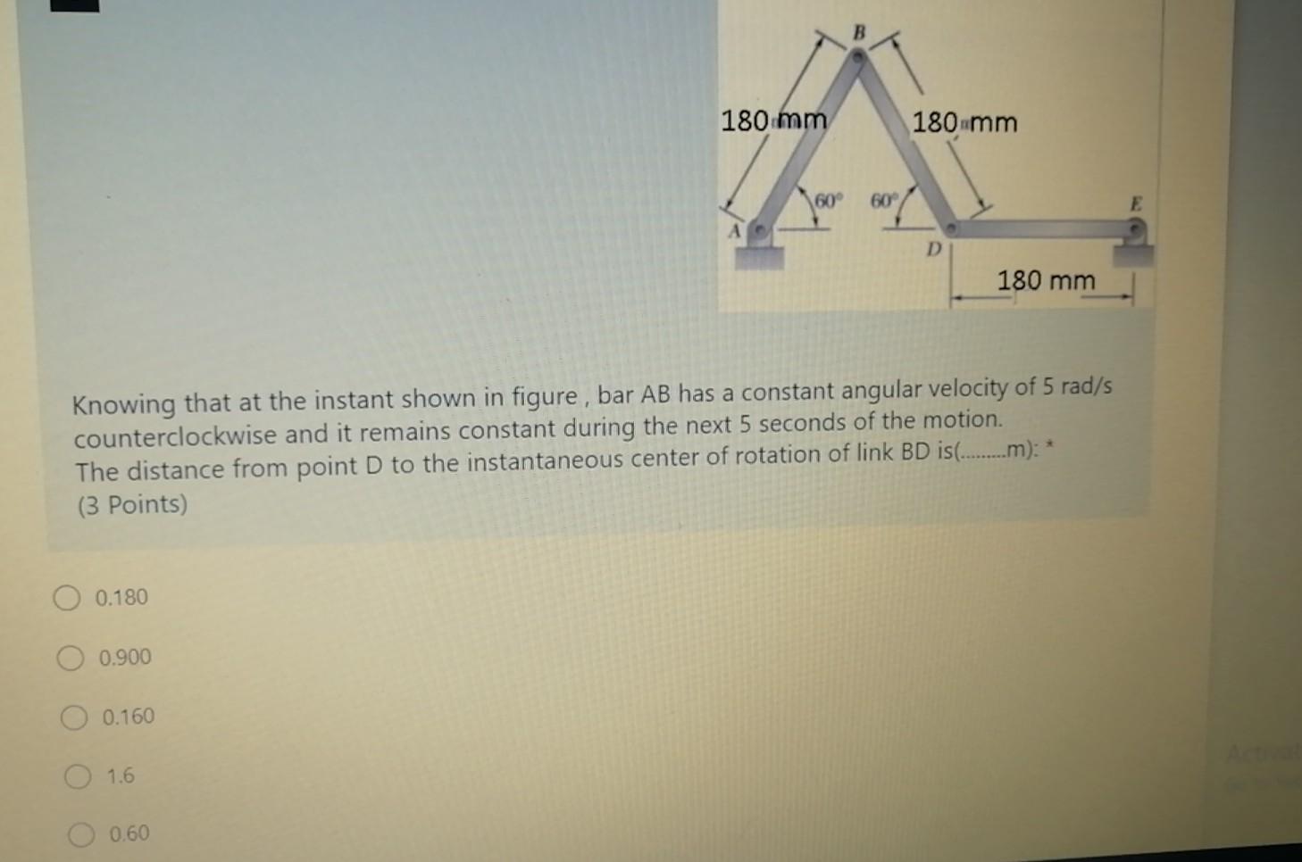 Solved 180 mm 180 mm 60° 60° E A D 180 mm Knowing that at | Chegg.com