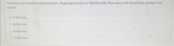 Solved Inventory each month in ending inventory. Beginning | Chegg.com