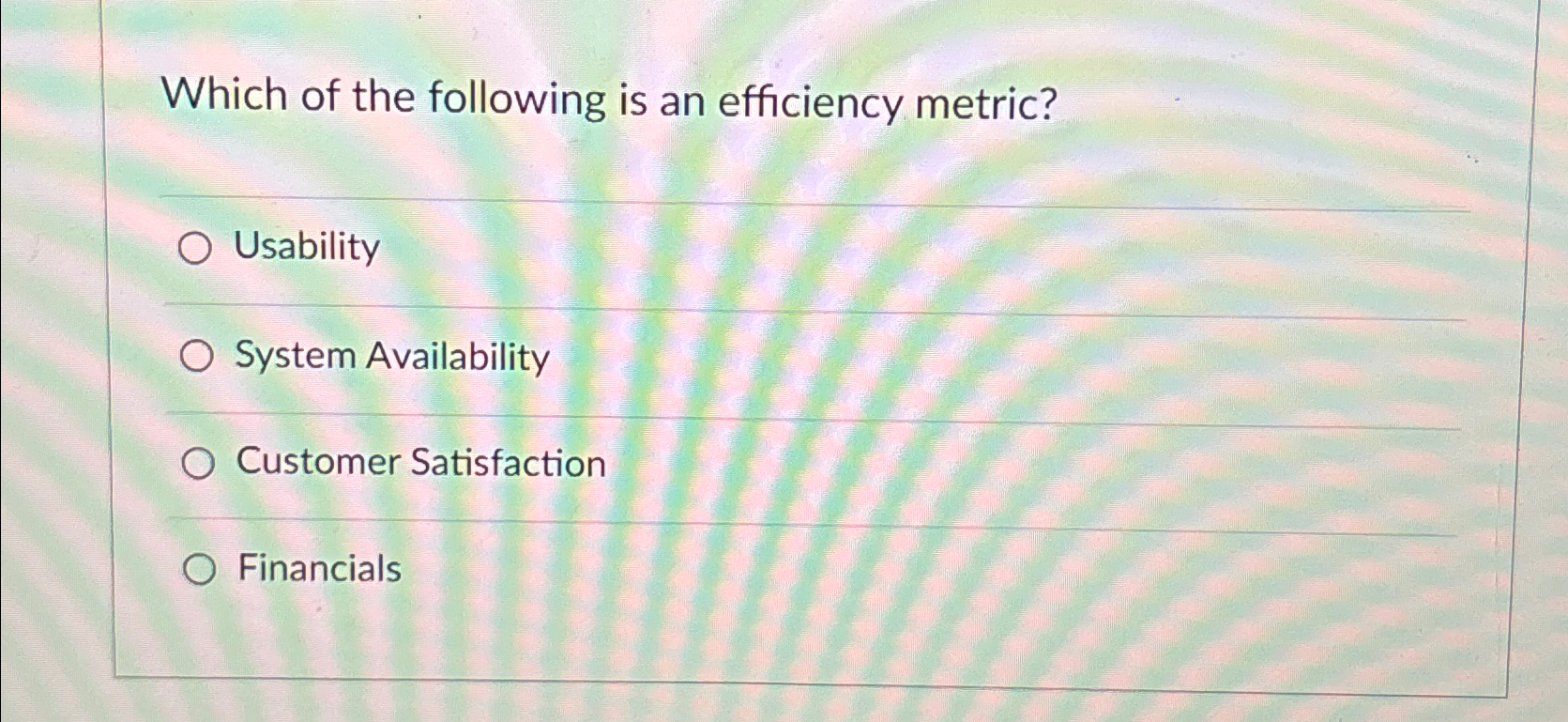 Solved Which of the following is an efficiency | Chegg.com