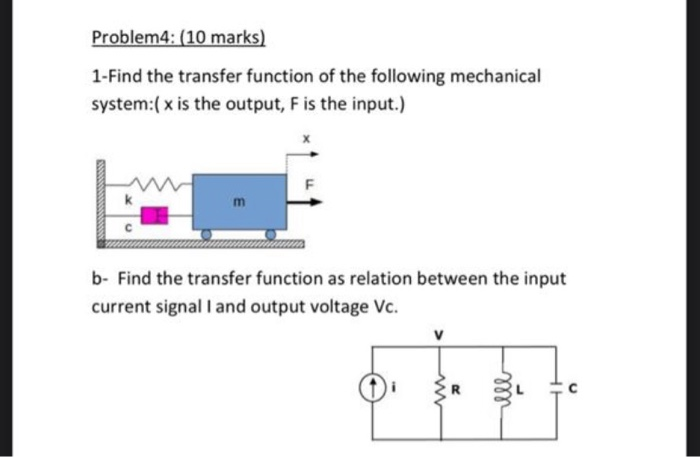 Solved Problem4: (10 marks) 1-Find the transfer function of | Chegg.com