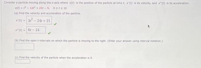 Solved Consider a particle moving along the x-axis where | Chegg.com